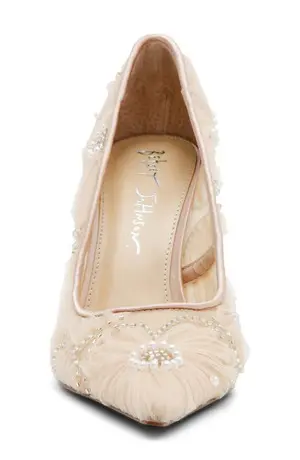 Betsey Johnson Roxie Beaded Flower Pump - Beige