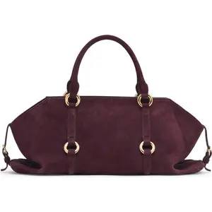 Alexander McQueen Medium Farringdon Leather Satchel - Oxblood/gold