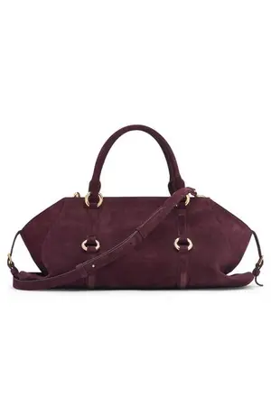 Alexander McQueen Medium Farringdon Leather Satchel - Oxblood/gold