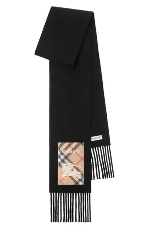Burberry Reversible B Shield Cashmere Scarf - Black/sand