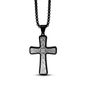 ANNA ZUCKERMAN Argyle Cross Pendant Necklace Platinum