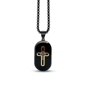 ANNA ZUCKERMAN Paxor Oblong Cross Necklace - Gold
