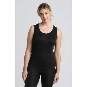 LANDS' END Petite Silk Interlock Thermal Tank Top Base Layer - Black