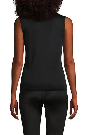 LANDS' END Petite Silk Interlock Thermal Tank Top Base Layer - Black