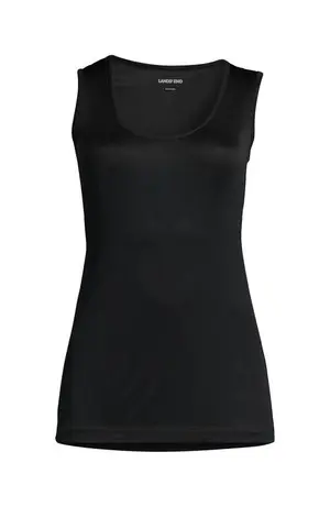 LANDS' END Petite Silk Interlock Thermal Tank Top Base Layer - Black