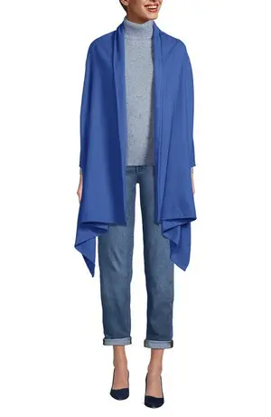 LANDS' END Cashtouch Shawl Wrap Clear Blue