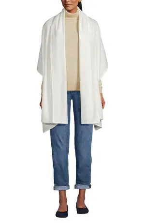 LANDS' END Cashtouch Shawl Wrap Ivory