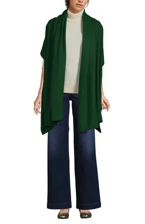 LANDS' END Cashtouch Shawl Wrap Light Emerald