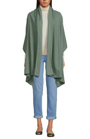 LANDS' END Cashtouch Shawl Wrap Lily Pad Green
