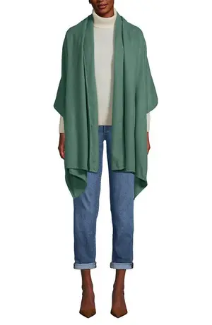 LANDS' END Cashtouch Shawl Wrap - Washed Evergreen