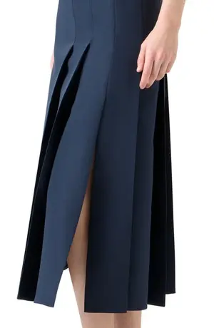 Akris Pleated Silk Ottoman Midi Skirt