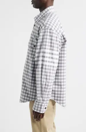 Thom Browne Oversize 4-bar Gingham Check Flannel Button-up Shirt