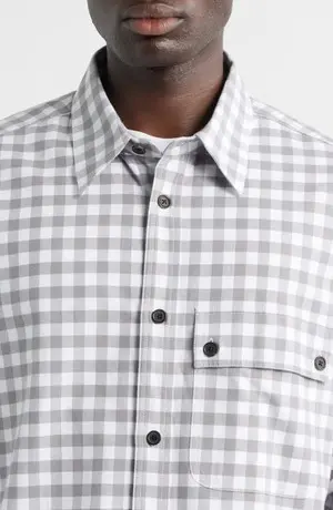 Thom Browne Oversize 4-bar Gingham Check Flannel Button-up Shirt