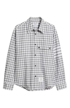 Thom Browne Oversize 4-bar Gingham Check Flannel Button-up Shirt