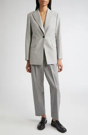 Partow Bow Textured Stripe Virgin Wool Blazer