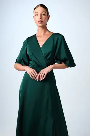 Coast Wrap Satin Maxi Bridesmaids Dress
