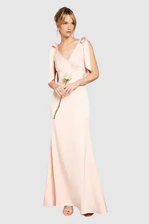 Coast Satin Tie-shoulder Maxi Dress - Blush