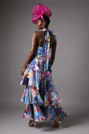Coast Halterneck Floral Print Tiered Maxi Dress