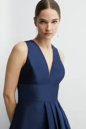 Coast Petite Plunge Waterfall Maxi Dress - Navy