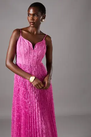 Coast Lace Pleated Maxi Dress