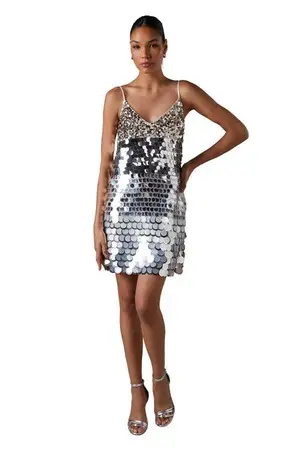 Coast Sequin Cami Mini Dress - Silver