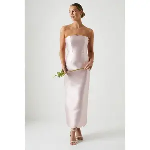 Coast Scallop Twill Column Bridesmaids Dress - Blush