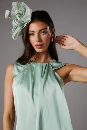 Coast Sleeveless Satin Frill Midi Dress