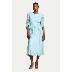 Coast Lace Short Sleeve Midi Dress - Aqua