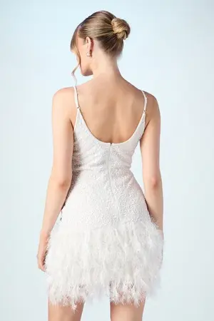 Coast Embellished Feather Bridal Mini Dress