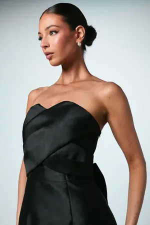 Coast Bandeau Twill Bow Back Bridesmaids Dress - Black