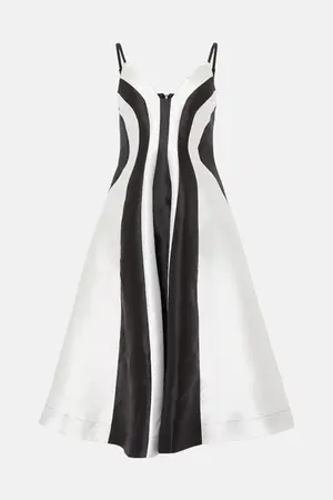 Coast Contrast Panel Sweetheart Neckline A-line Midi Dress