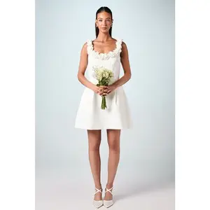 Coast Square Neck 3d Flower Bridal Mini Dress