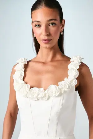 Coast Square Neck 3d Flower Bridal Mini Dress
