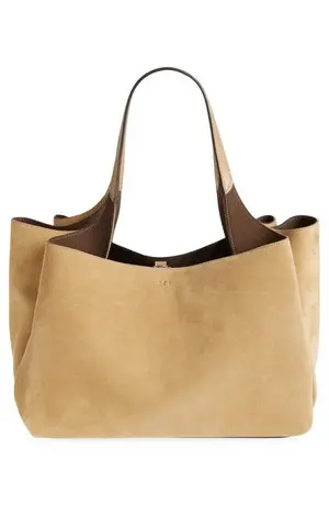 TOD'S Medium Apa Suede Tote - Biscotto/ginger
