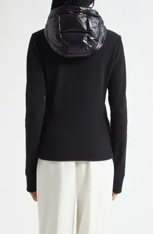Moncler Fleece & Quilted Down Hooded Jacket - Black
