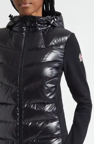 Moncler Fleece & Quilted Down Hooded Jacket - Black