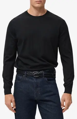 Mango Crewneck Wool Sweater - Black