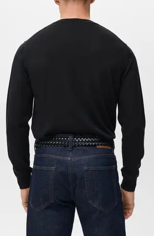 Mango Crewneck Wool Sweater - Black