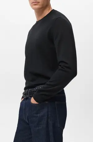 Mango Crewneck Wool Sweater - Black