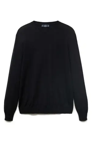 Mango Crewneck Wool Sweater - Black