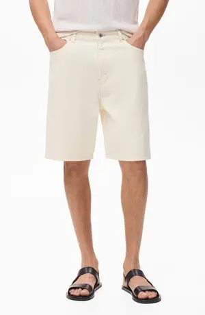 Mango Relaxed Fit Denim Bermuda Shorts - Off White