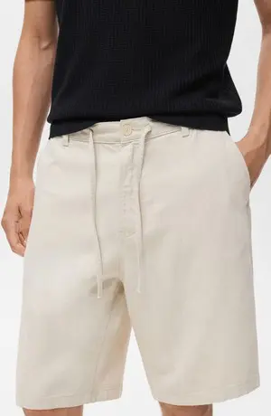Mango Cotton & Linen Bermuda Shorts