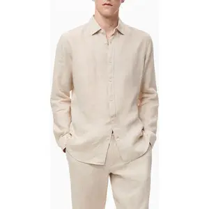 MANGO Classic Fit Linen Button-up Shirt