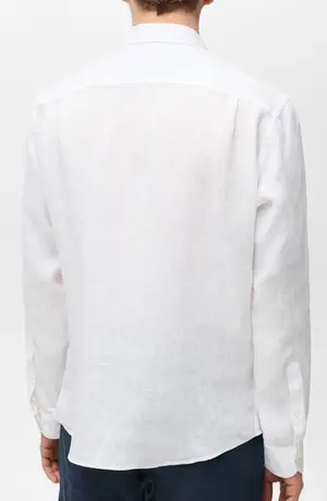 Mango Classic Fit Linen Button-up Shirt - White