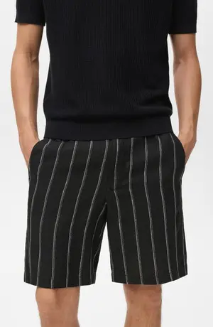 Mango Stripe Linen Bermuda Shorts