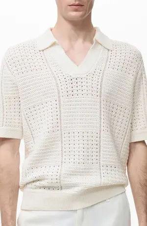 Mango Openwork Johnny Collar Polo