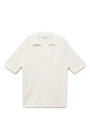 Mango Openwork Johnny Collar Polo