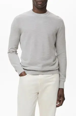 Mango Crewneck Piqué Sweater