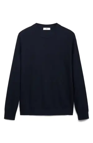 Mango Crewneck Piqué Sweater - Navy