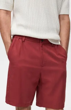 Mango Elastic Waist Shorts - Cherry